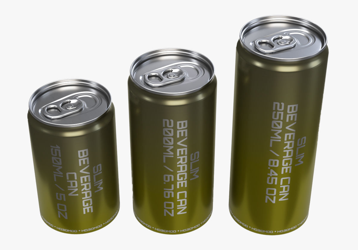 Slim soda energy drink beverage cans 150 200 250 m 3D model | CGTrader