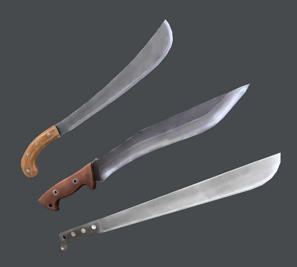 3D model Stylized machete pack VR / AR / low-poly | CGTrader