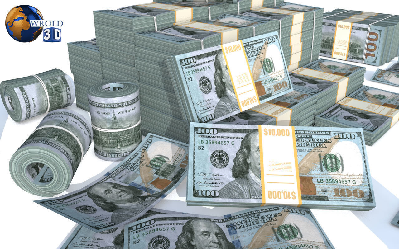 3D model Lowpoly American Dollar Currency Pack 3d model VR / AR / low ...