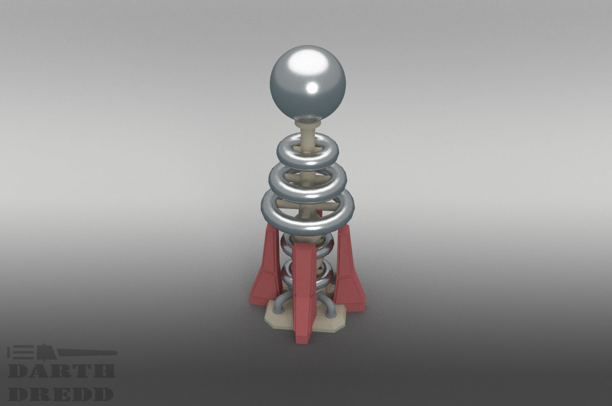 Red Alert 2 style Tesla Coil Defense Tower 3D model | CGTrader