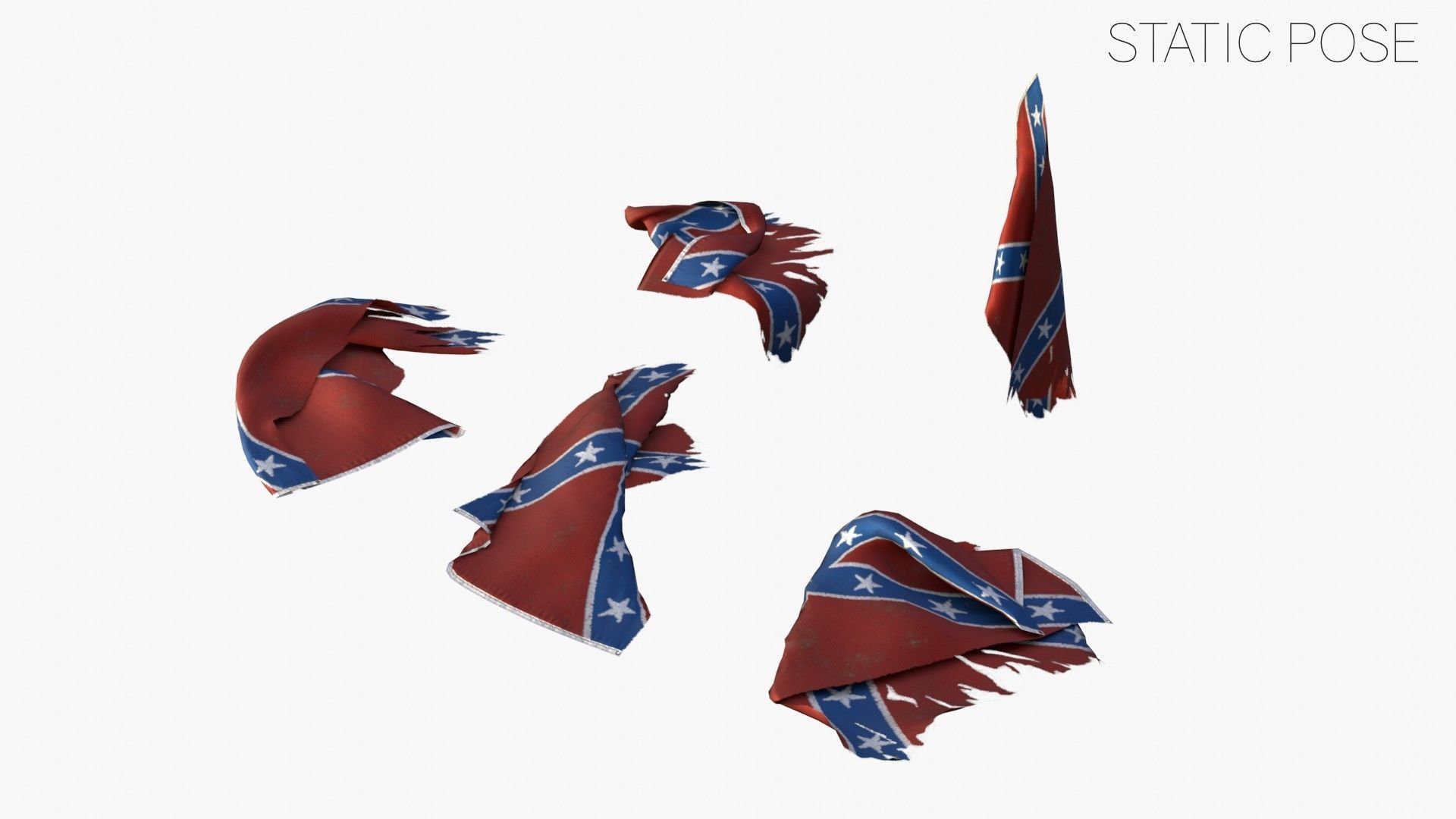 3D model US Flag Confederate Navy Jack VR / AR / low-poly rigged ...
