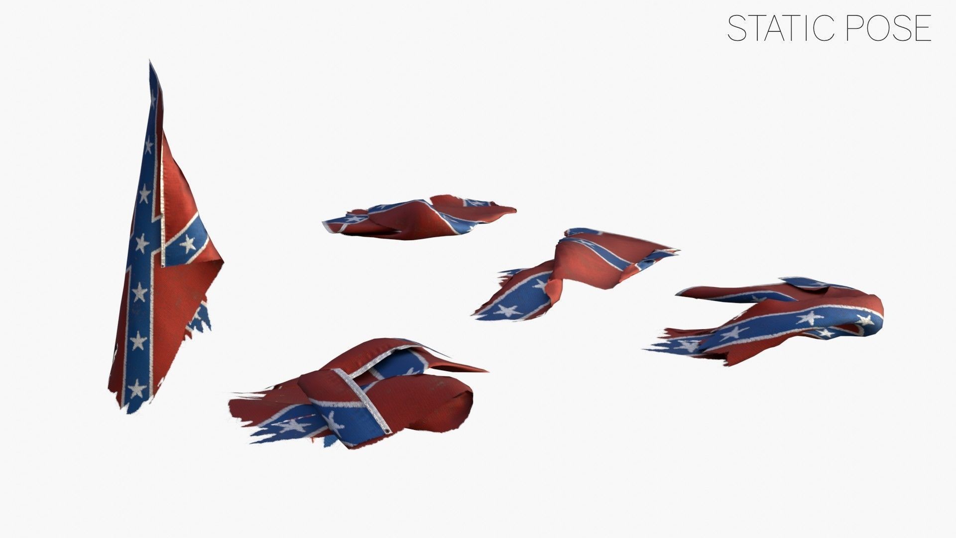 3D model US Flag Confederate Navy Jack VR / AR / low-poly rigged ...