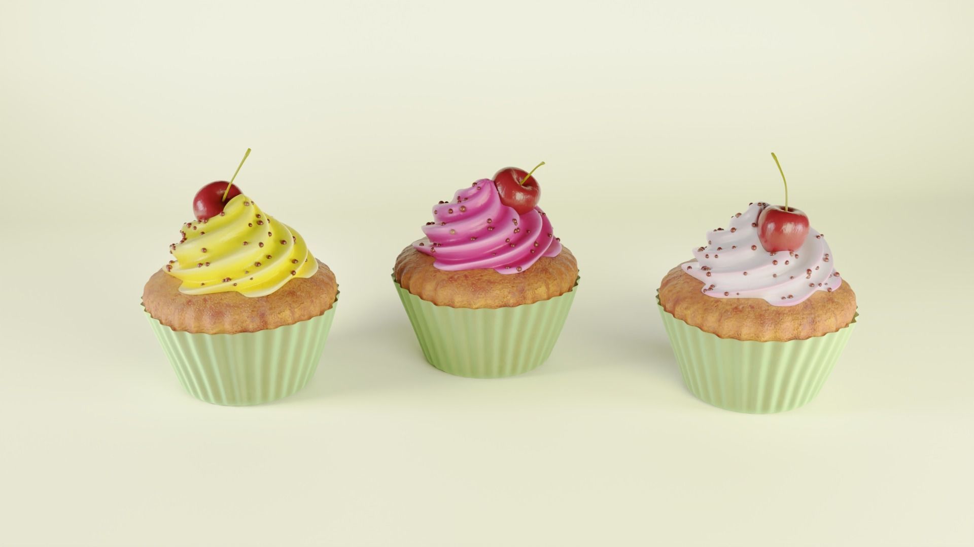 Cupcakes 3D model sprinkles | CGTrader