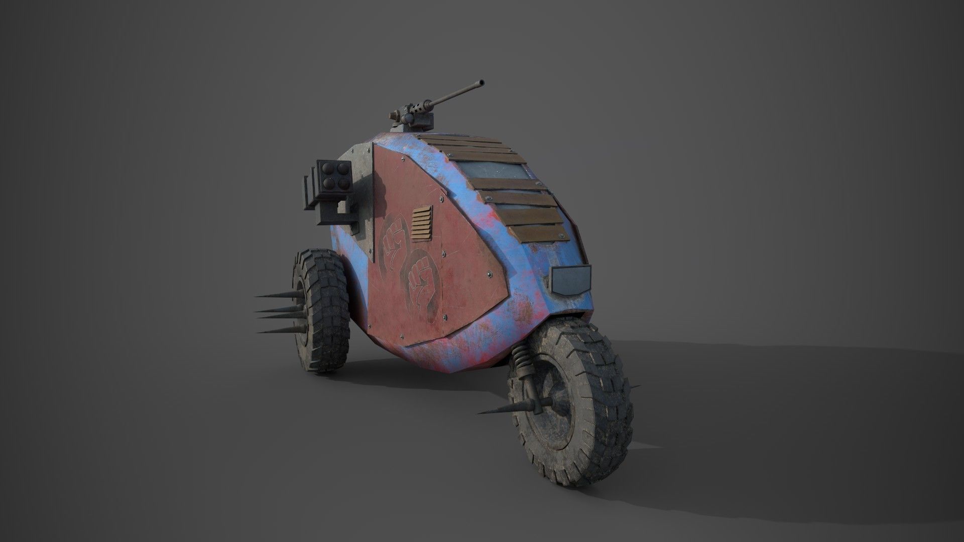 3D model Post apocalyptic electric monster tricycle VR / AR / low-poly ...