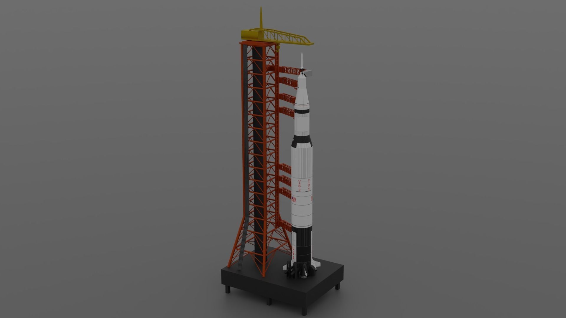 Saturn V Rocket and Launch Pad 3D model | CGTrader