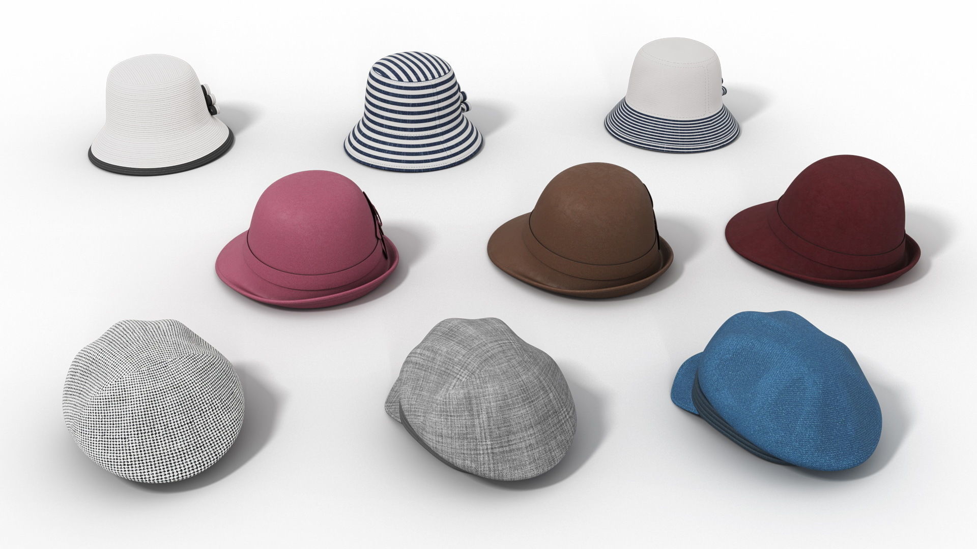 3D model Set of Womens Hats VR / AR / low-poly | CGTrader