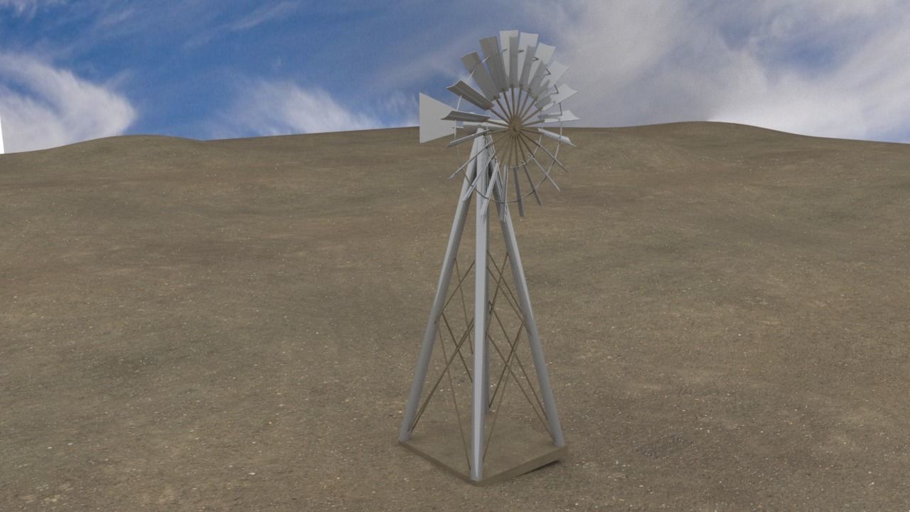 Animated wind pump free 3D model animated | CGTrader