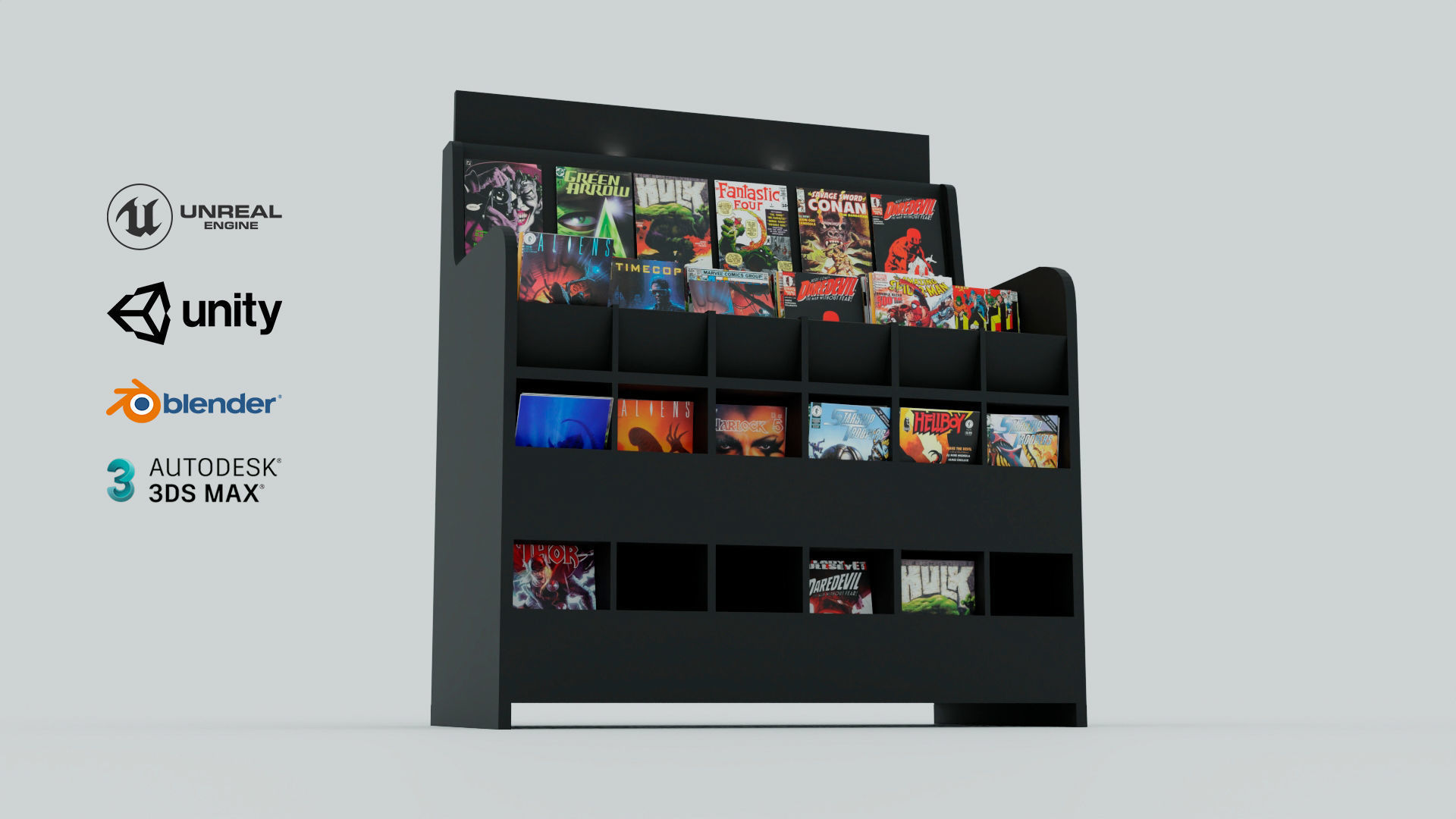 Comic Book Wood Rack 3D model | CGTrader