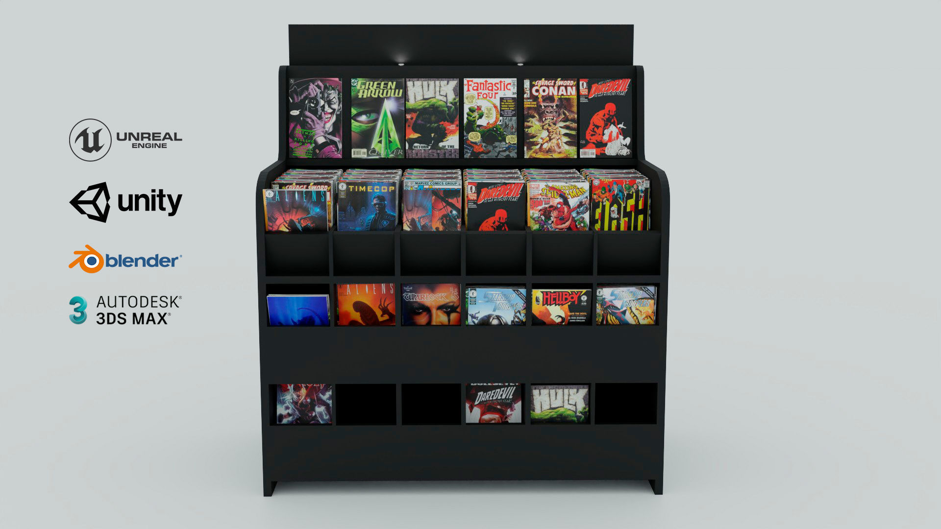 Comic Book Wood Rack 3D model | CGTrader