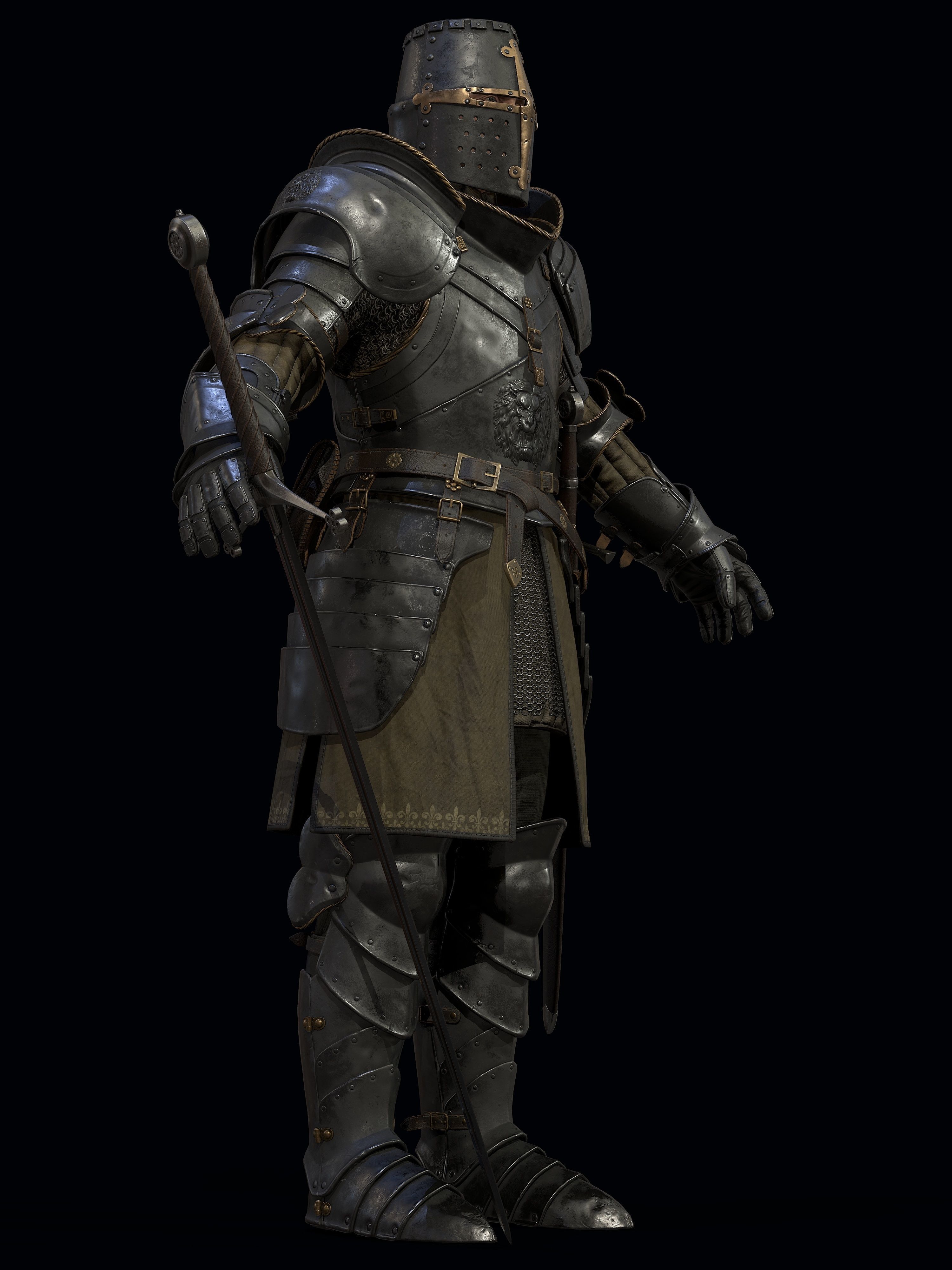 3D model Knight Character PBR Game ready with Claymore and Sword VR ...