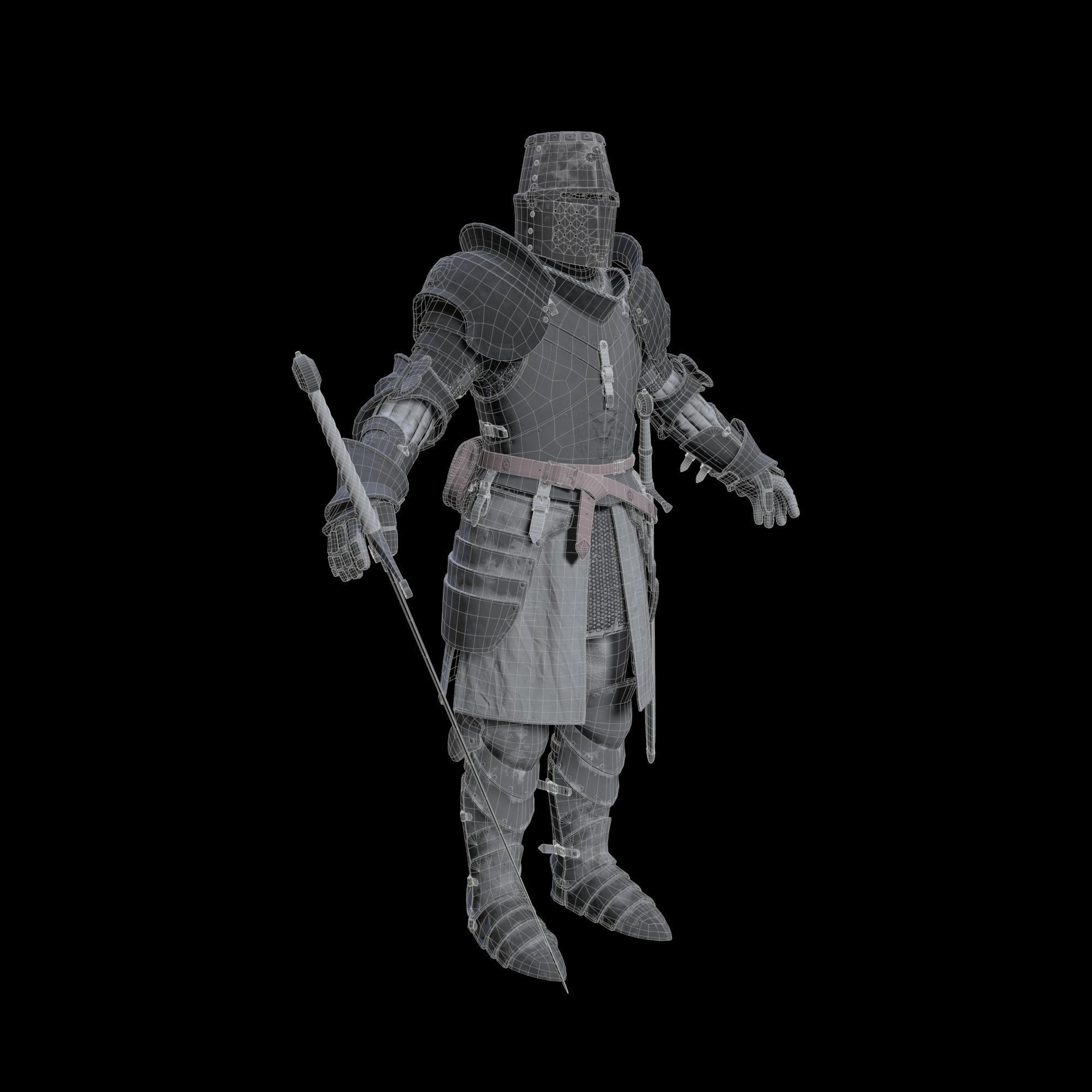 3D model Knight Character PBR Game ready with Claymore and Sword VR ...