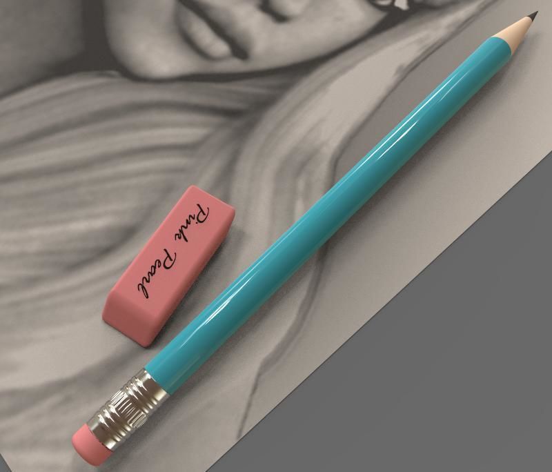 Pencil Eraser Portrait 3D model | CGTrader