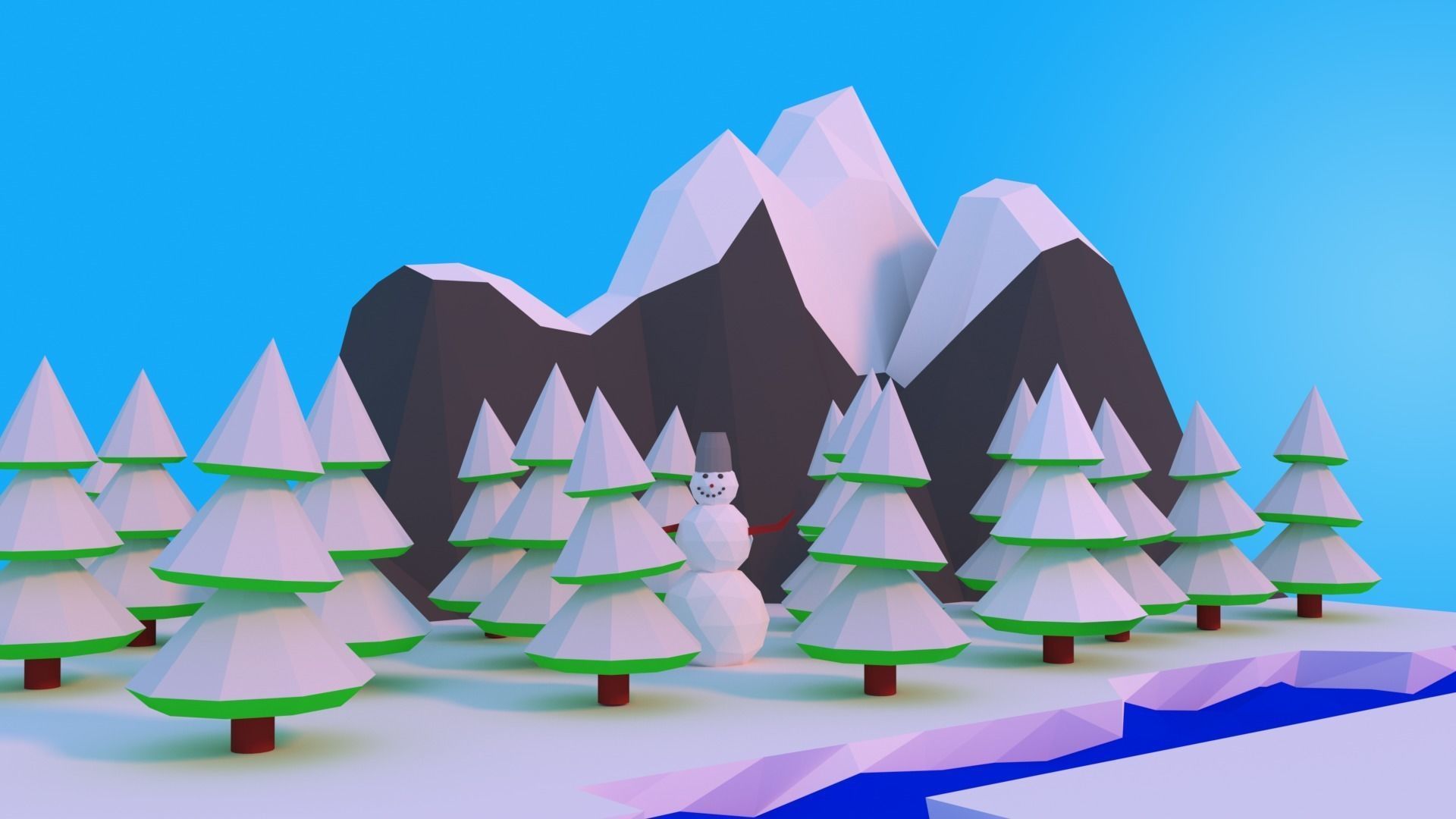 Winter low-poly free VR / AR / low-poly 3D model | CGTrader