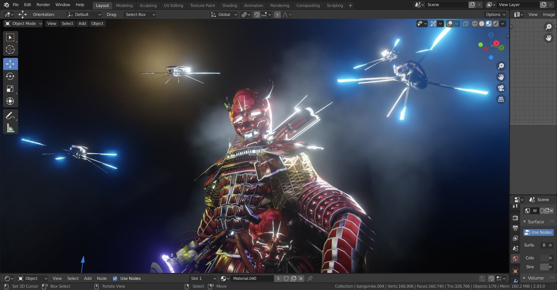 cyberpunk samurai 3D model rigged | CGTrader