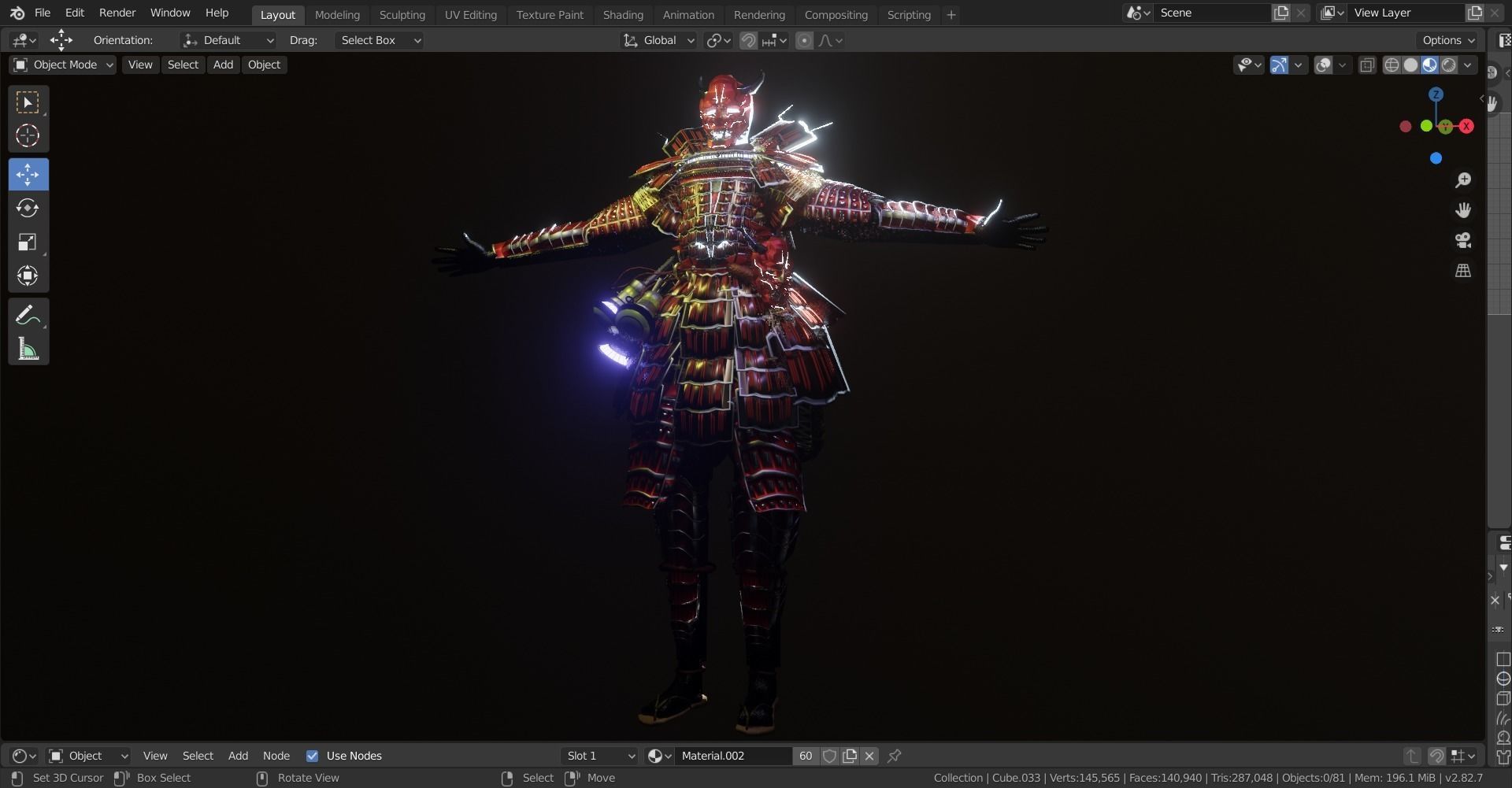 cyberpunk samurai 3D model rigged | CGTrader
