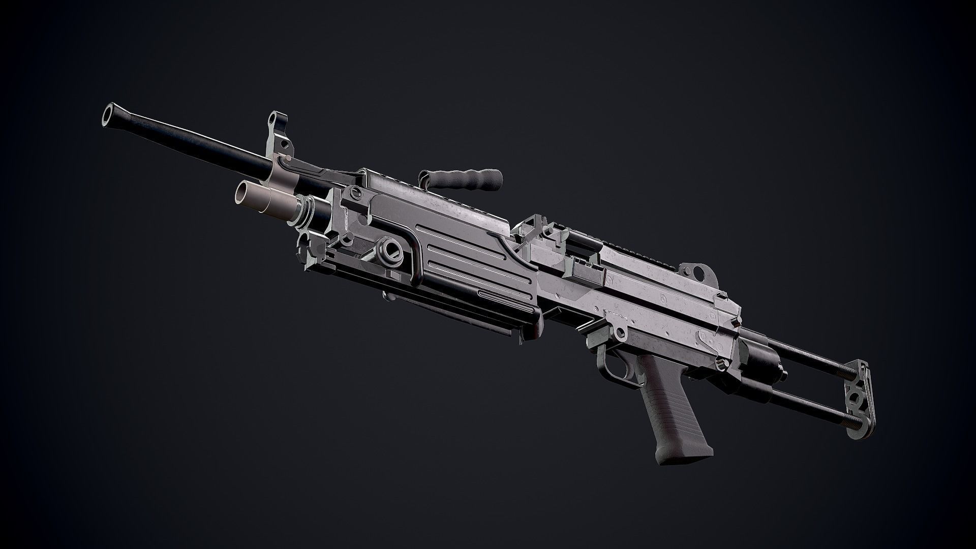 3D model Semi Automatic Rifle FN M249S PARA VR / AR / low-poly | CGTrader