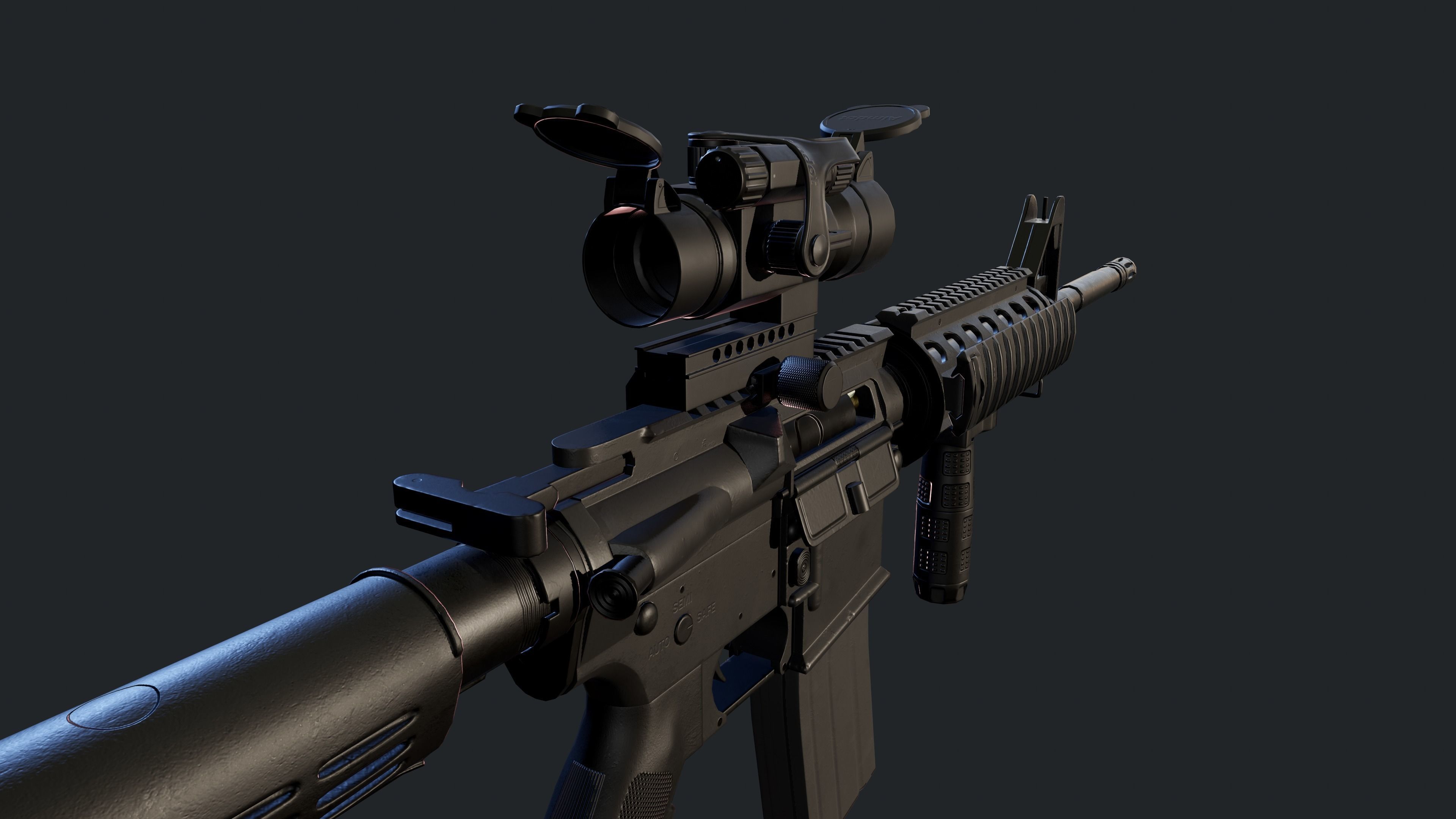 3D model M4A1 Carbine with attachments and red dot VR / AR / low-poly ...