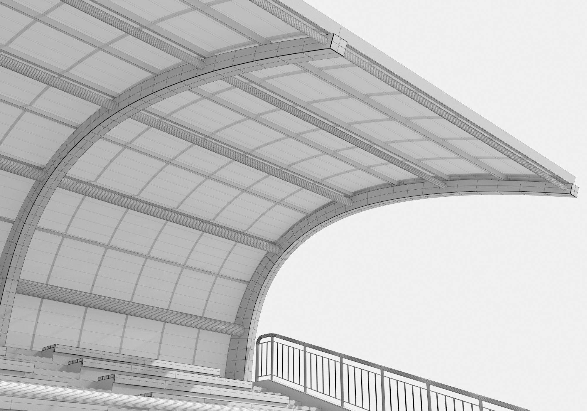 Tribune For Sport Areas With Canopy 3D model | CGTrader