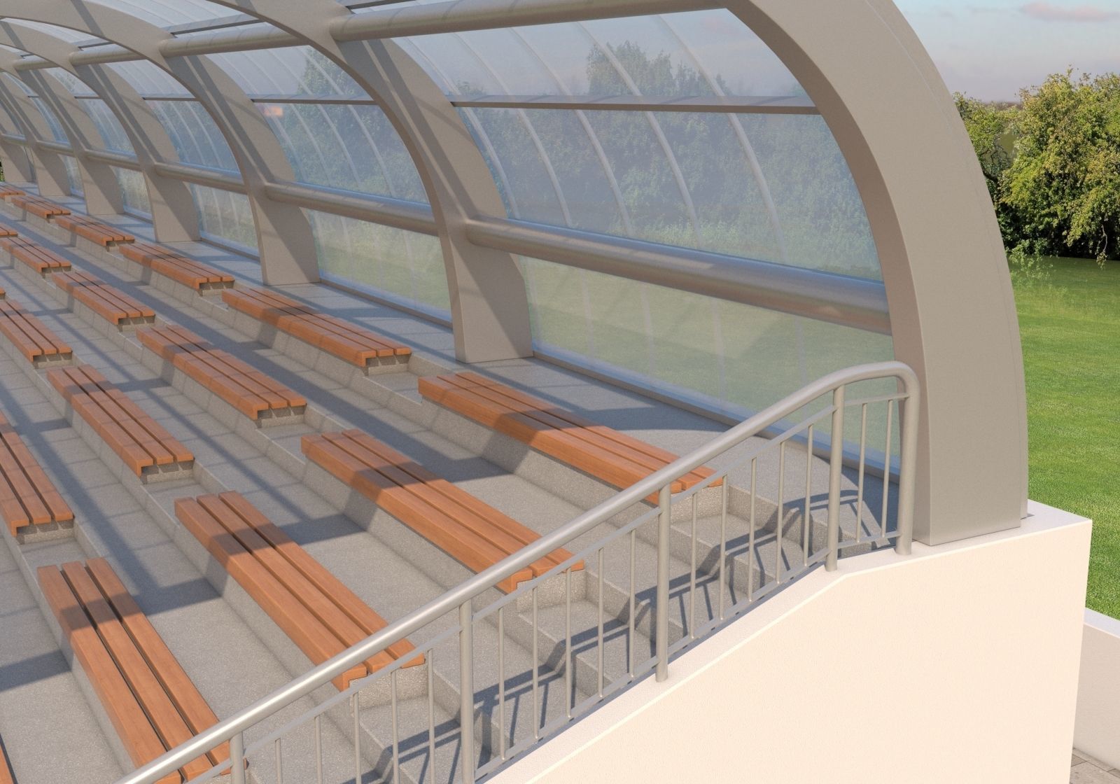 Tribune For Sport Areas With Canopy 3D model | CGTrader