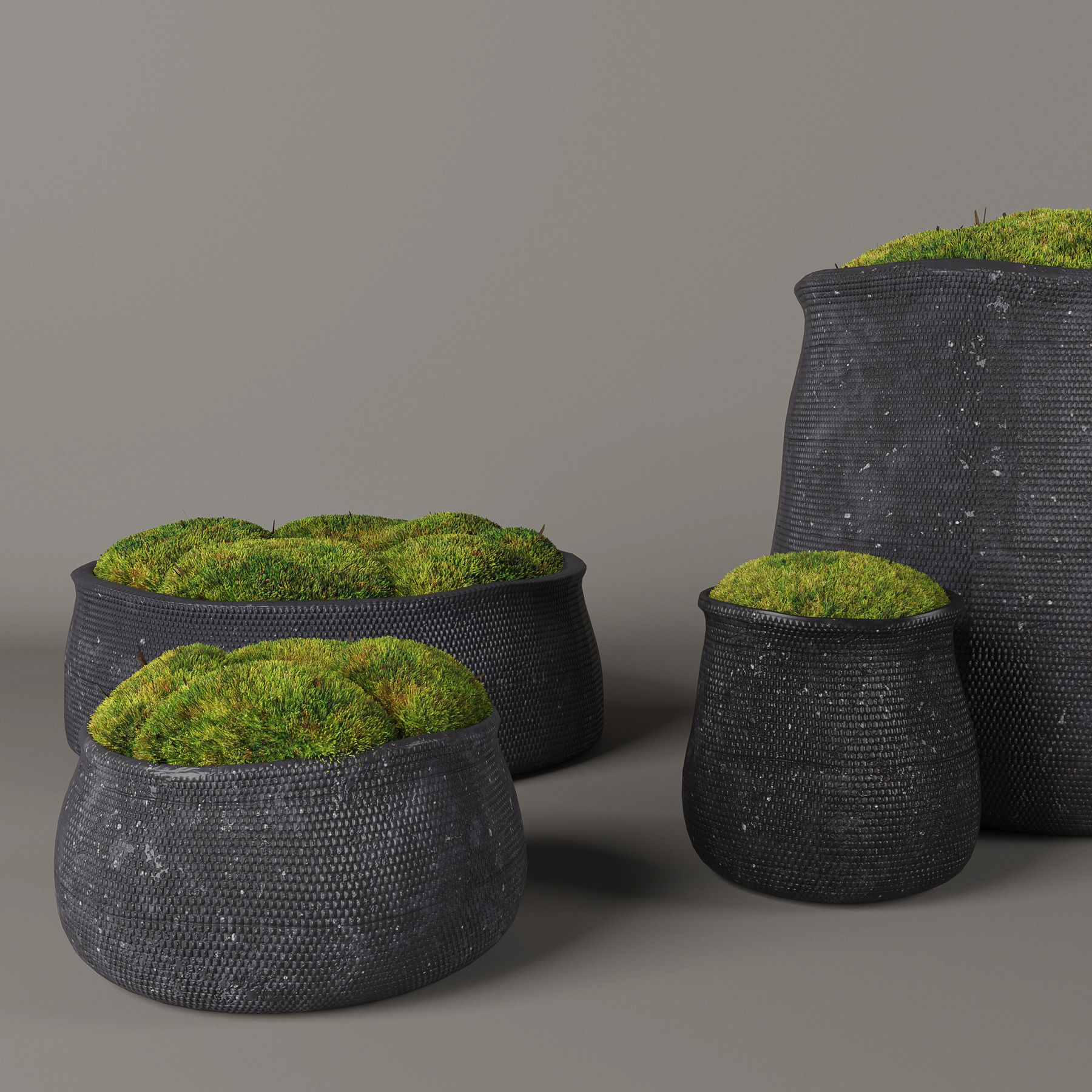 Rh crosshatch concrete vases 3D model | CGTrader
