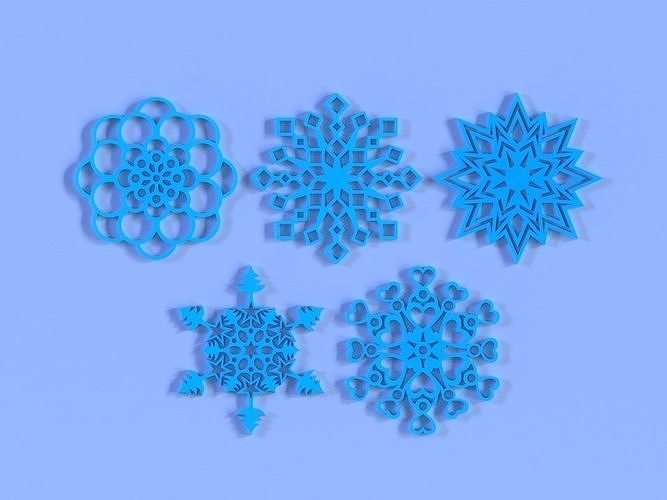 Rounded snowflakes 3D model 3D printable | CGTrader