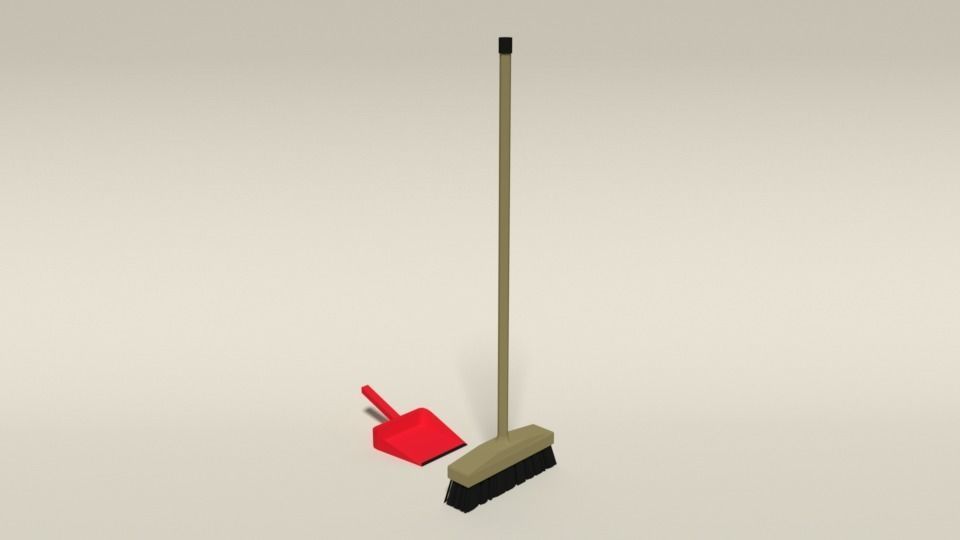 3D model Low Poly Cartoon Broom and Dustpan VR / AR / low-poly | CGTrader