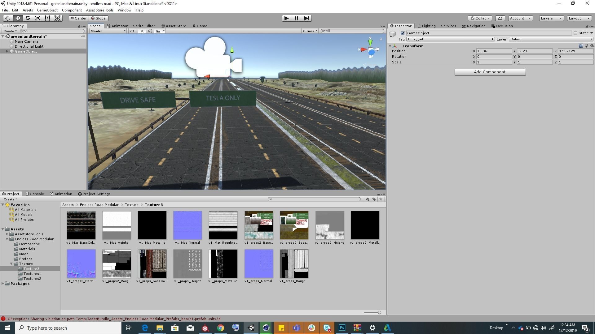 3D model low poly Modular endless race track PBR snow desert green VR ...