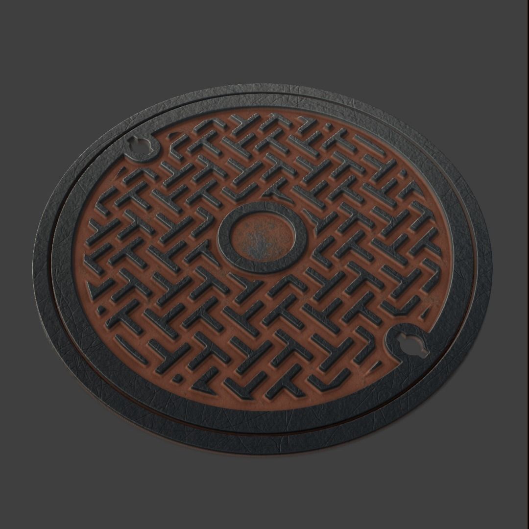 Texture Manhole-Sewer-Drain Covers 15 PBR Texture Set VR / AR / low ...