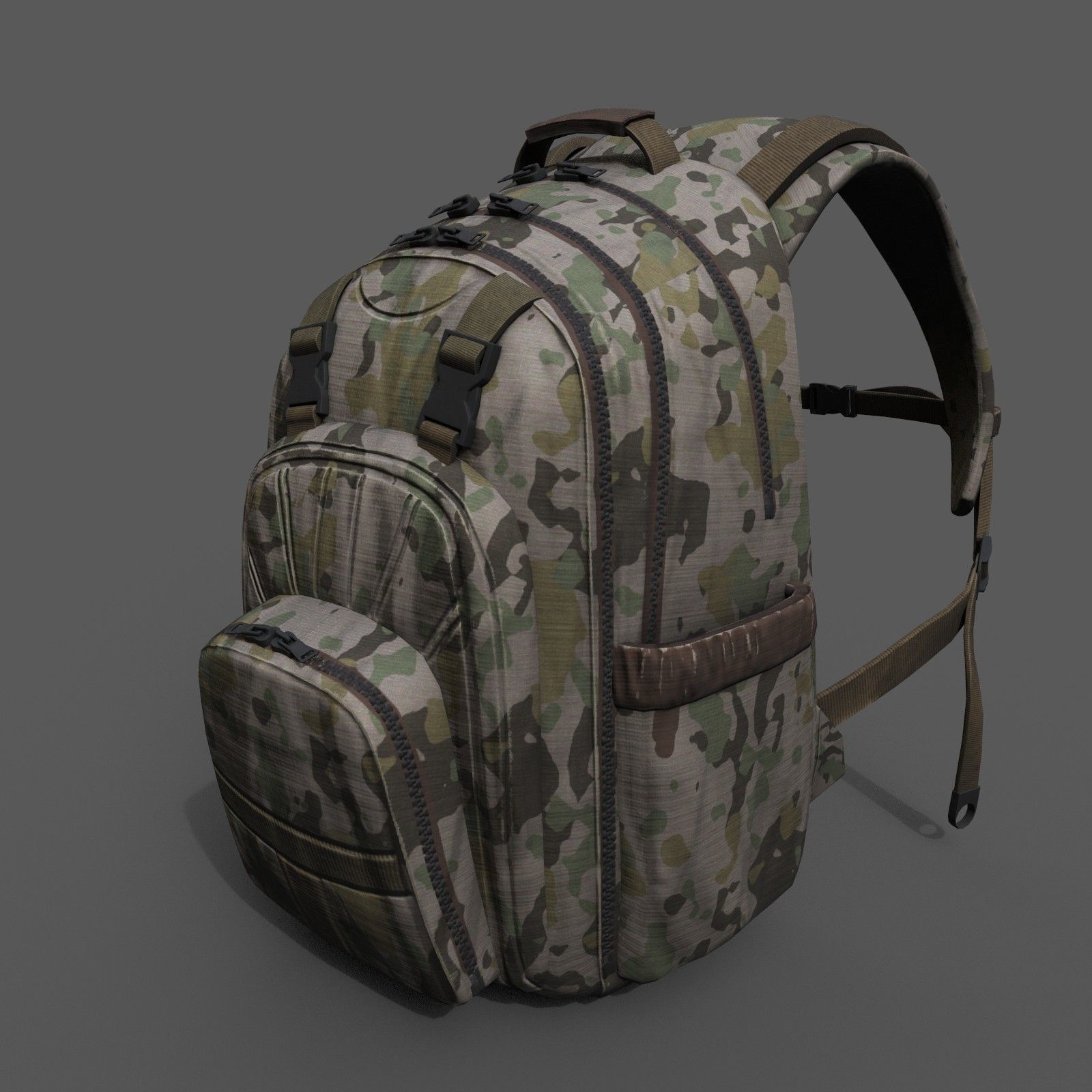 3D model Backpack military combat soldier human camping VR / AR / low ...