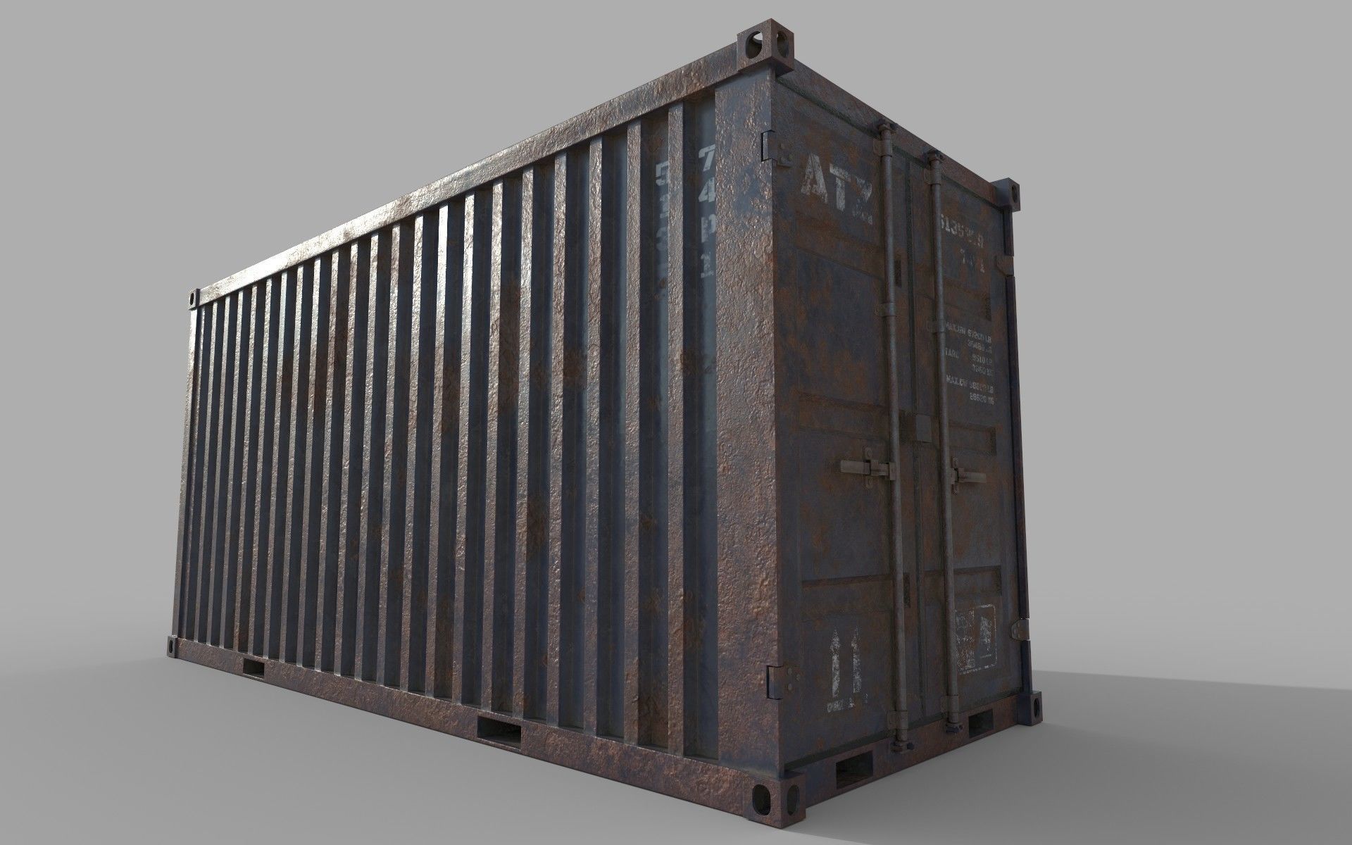 3D model Rusty Shipping Container PBR Low-Poly Game Ready 3D Model VR ...
