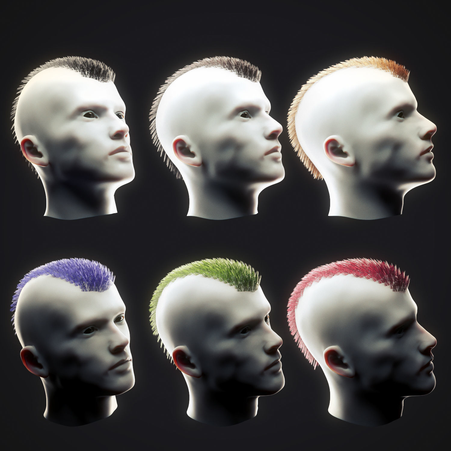 Punk Hairstyle Low Poly 1 3D asset | CGTrader