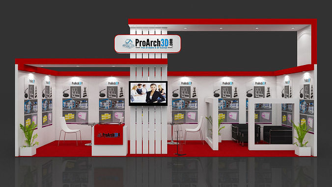 Exhibition stall 8 mtr x 3 mtr 1 side open 3D model | CGTrader
