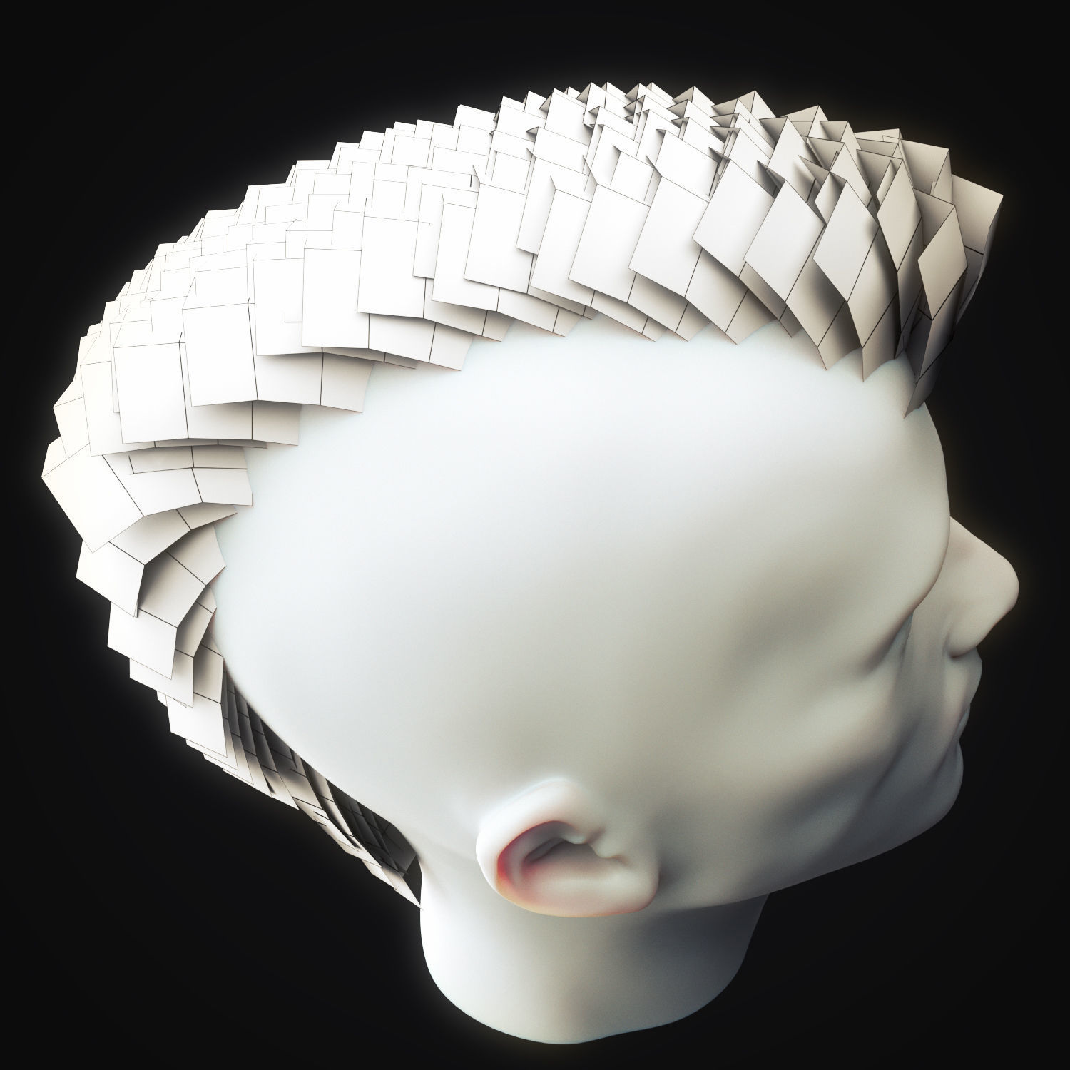 3D model Punk Hairstyle Low Poly 2 VR / AR / low-poly | CGTrader