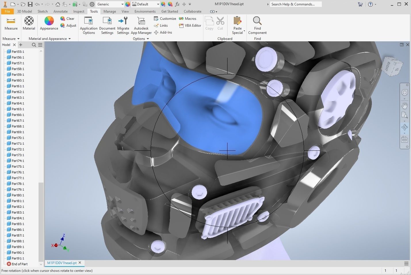 CAD-friendly models kit Helmet H1V1 and male head M1P1D0V1head 3D model ...