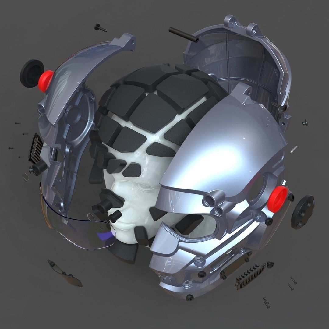 CAD-friendly models kit Helmet H1V1 and male head M1P1D0V1head 3D model ...