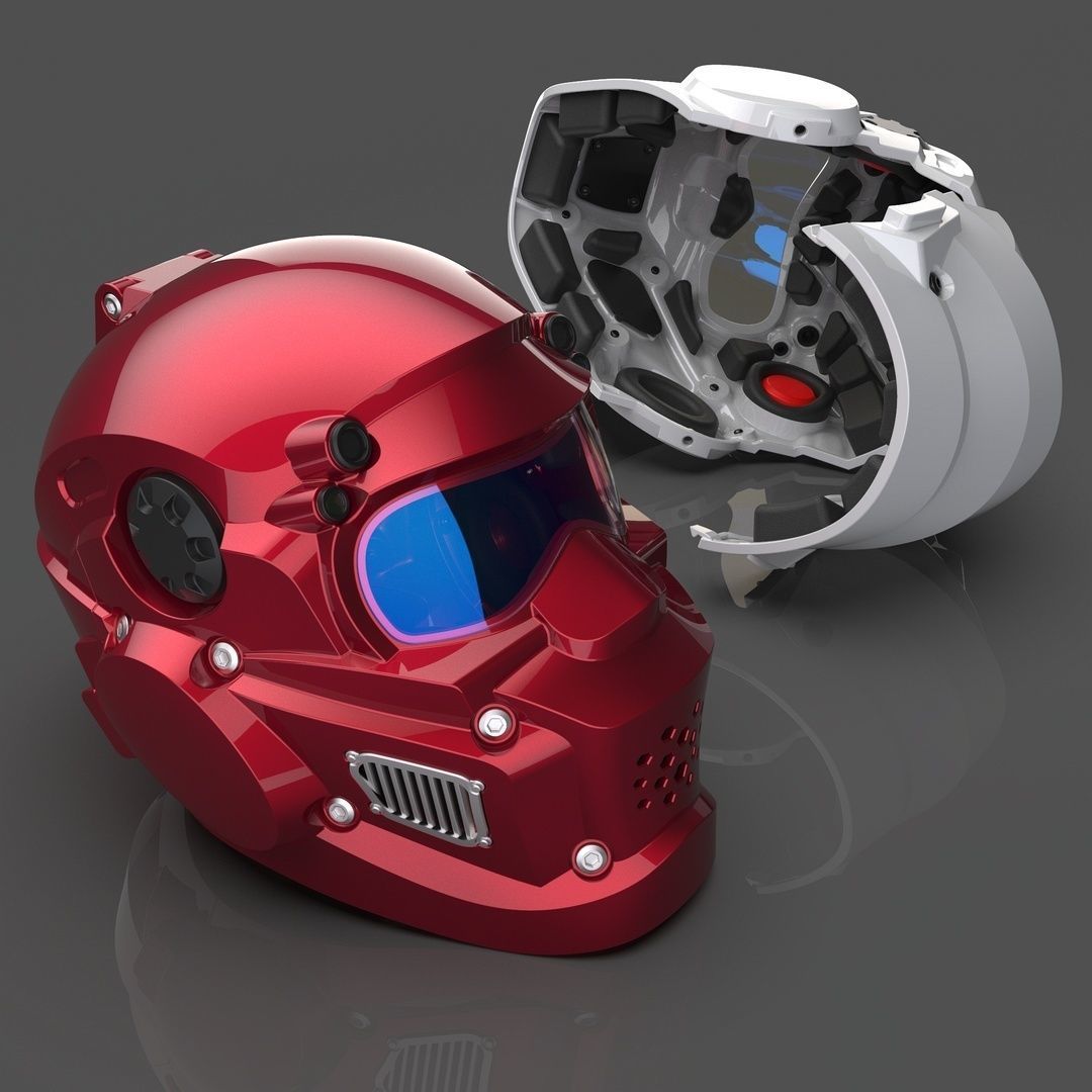 CAD-friendly models kit Helmet H1V1 and male head M1P1D0V1head 3D model ...