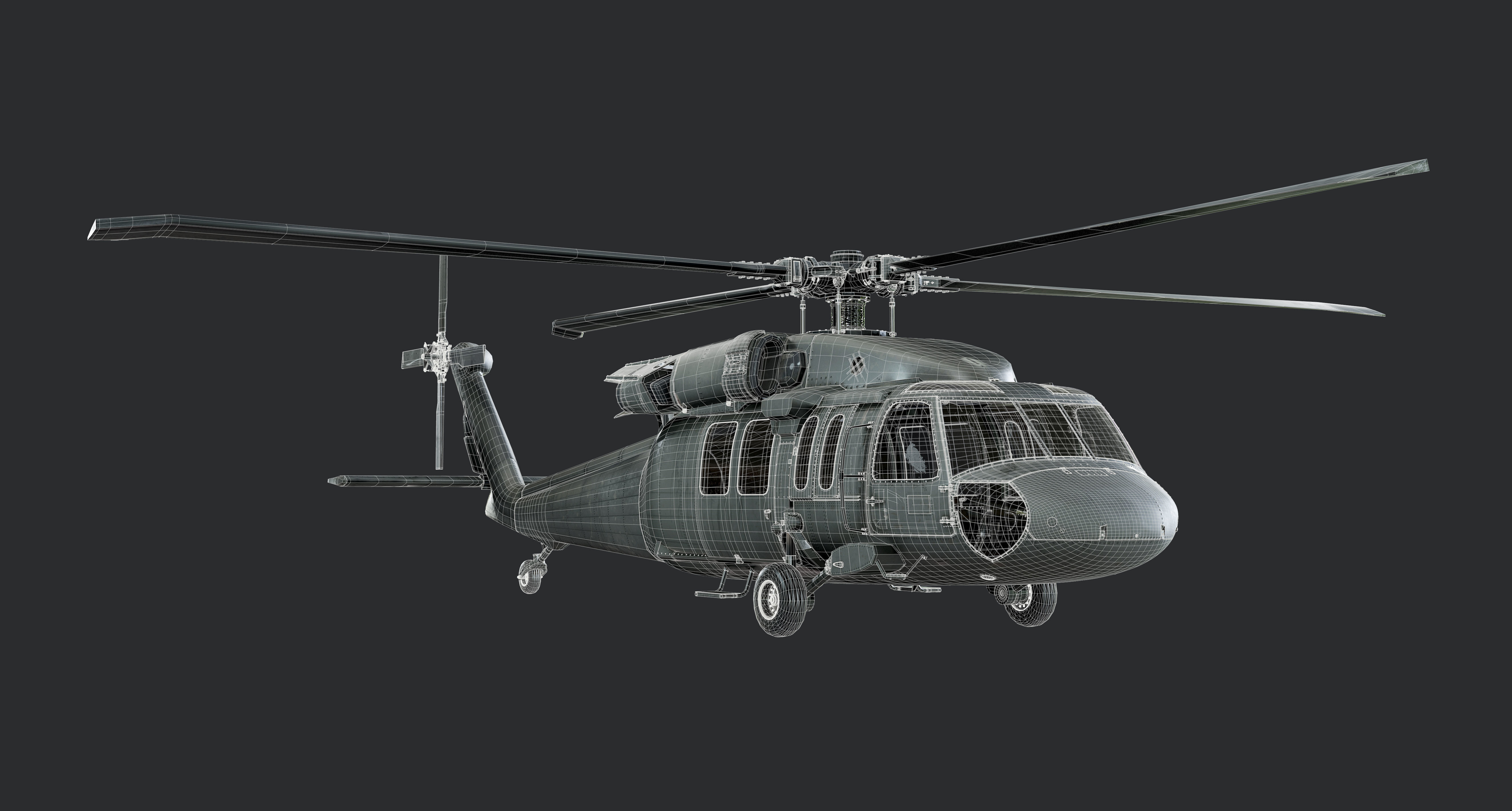 Sikorsky UH60 Black Hawk US Military Helicopter EXTERIOR ONLY 3D model ...