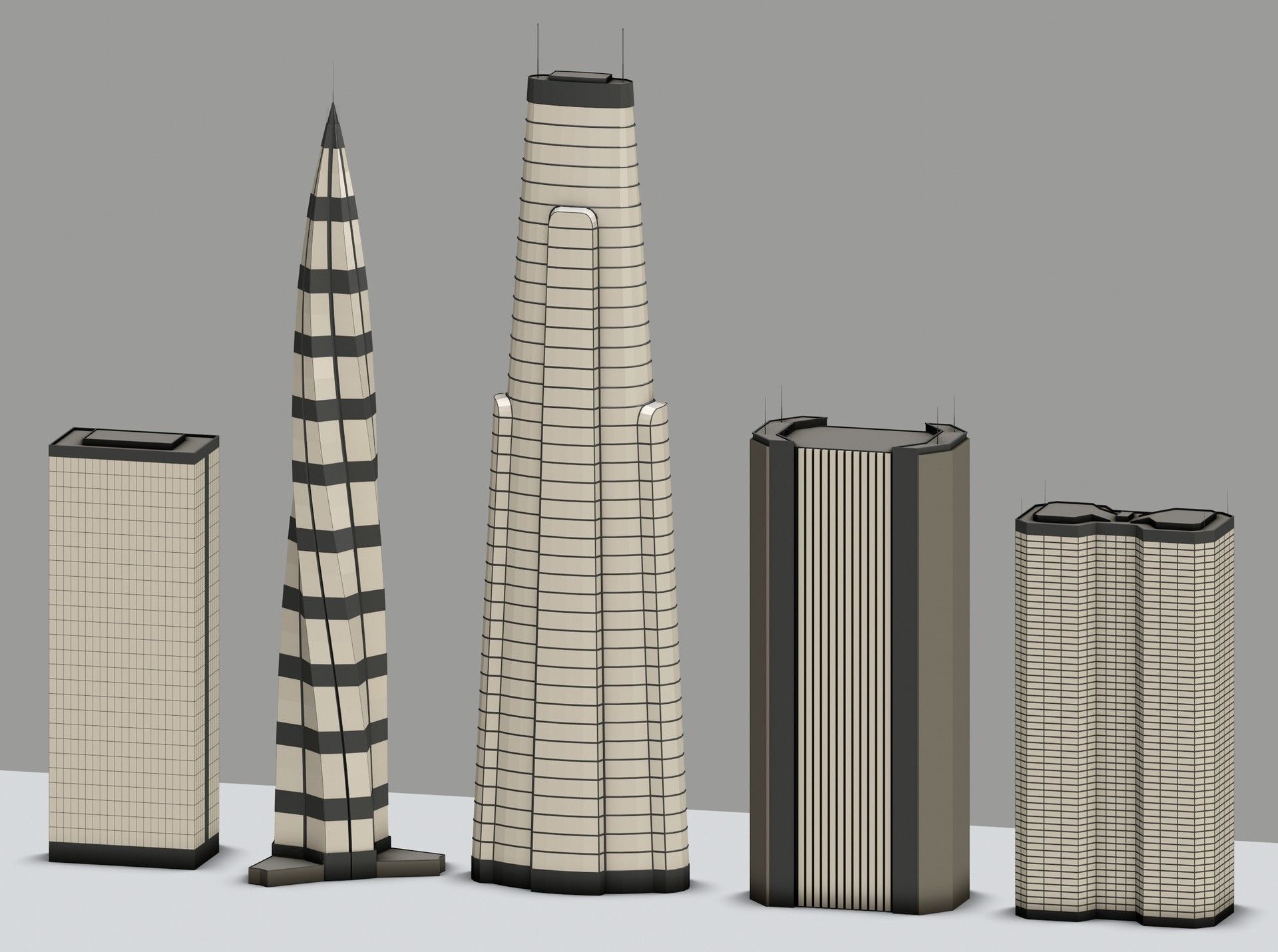 Skyscraper Random variations pack 3D asset | CGTrader