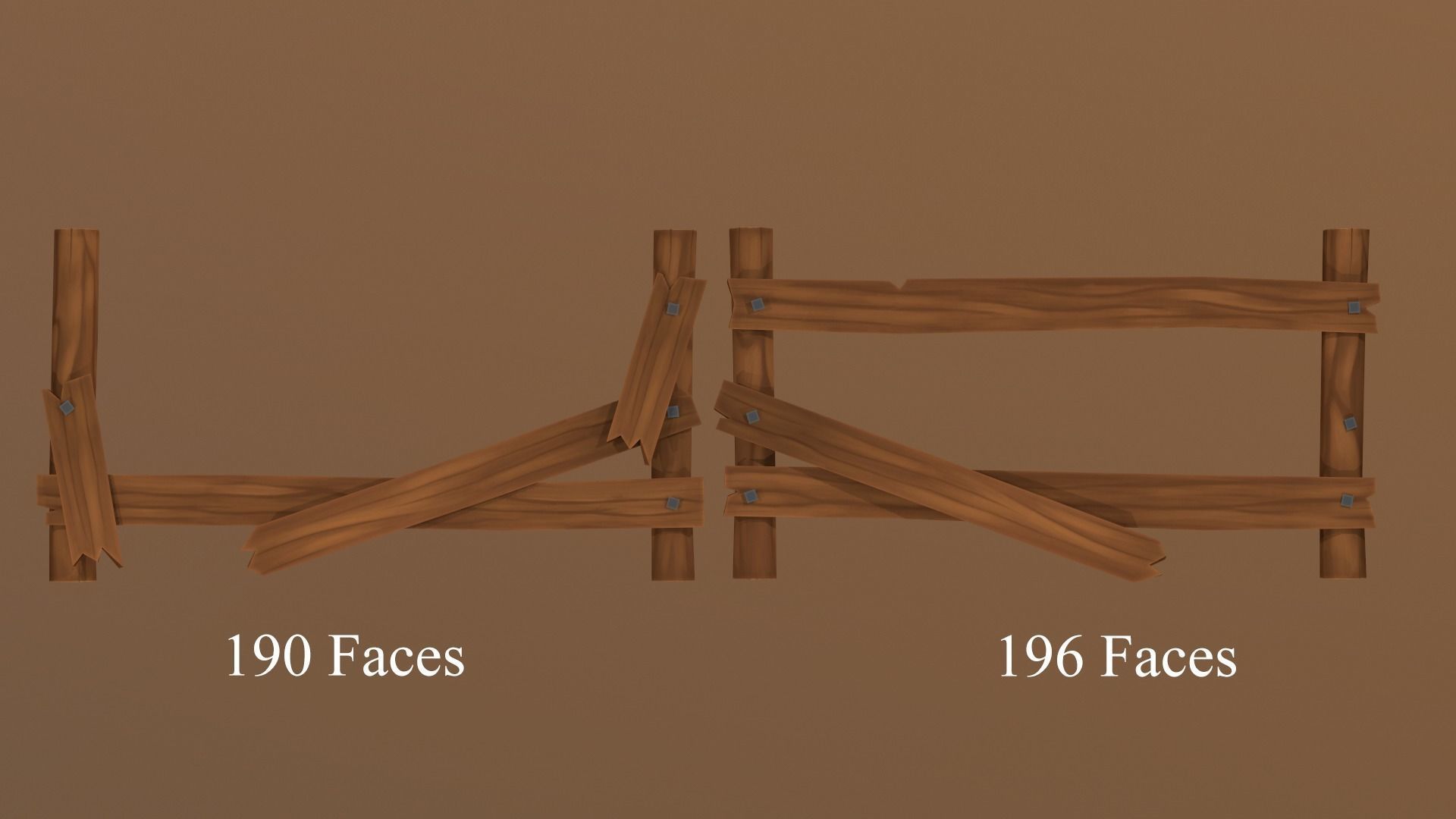 3D model Low-poly Fence and gate with handpainted textures VR / AR ...