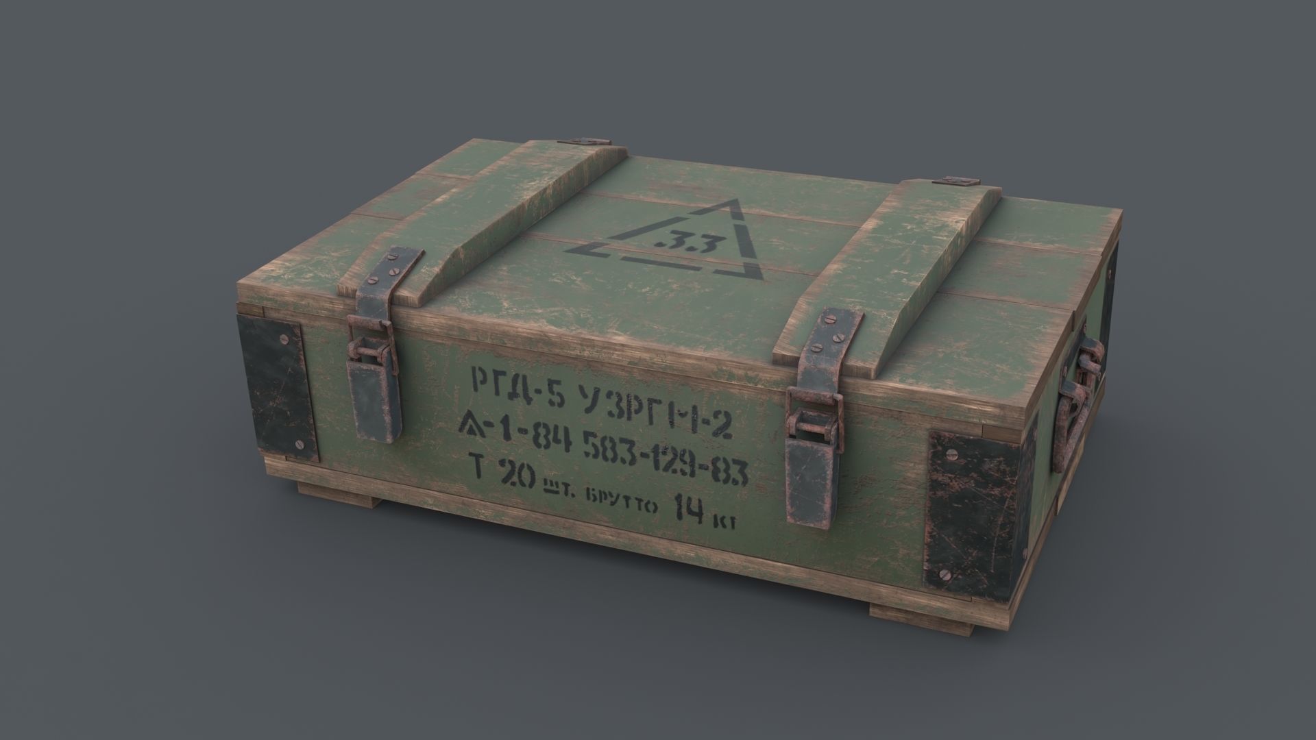3D model WW2 Soviet hand grenade crate - military box VR / AR / low ...