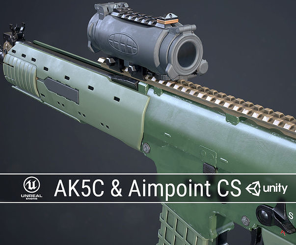 3D model PBR Swedish Ak5C and Aimpoint CS VR / AR / low-poly | CGTrader