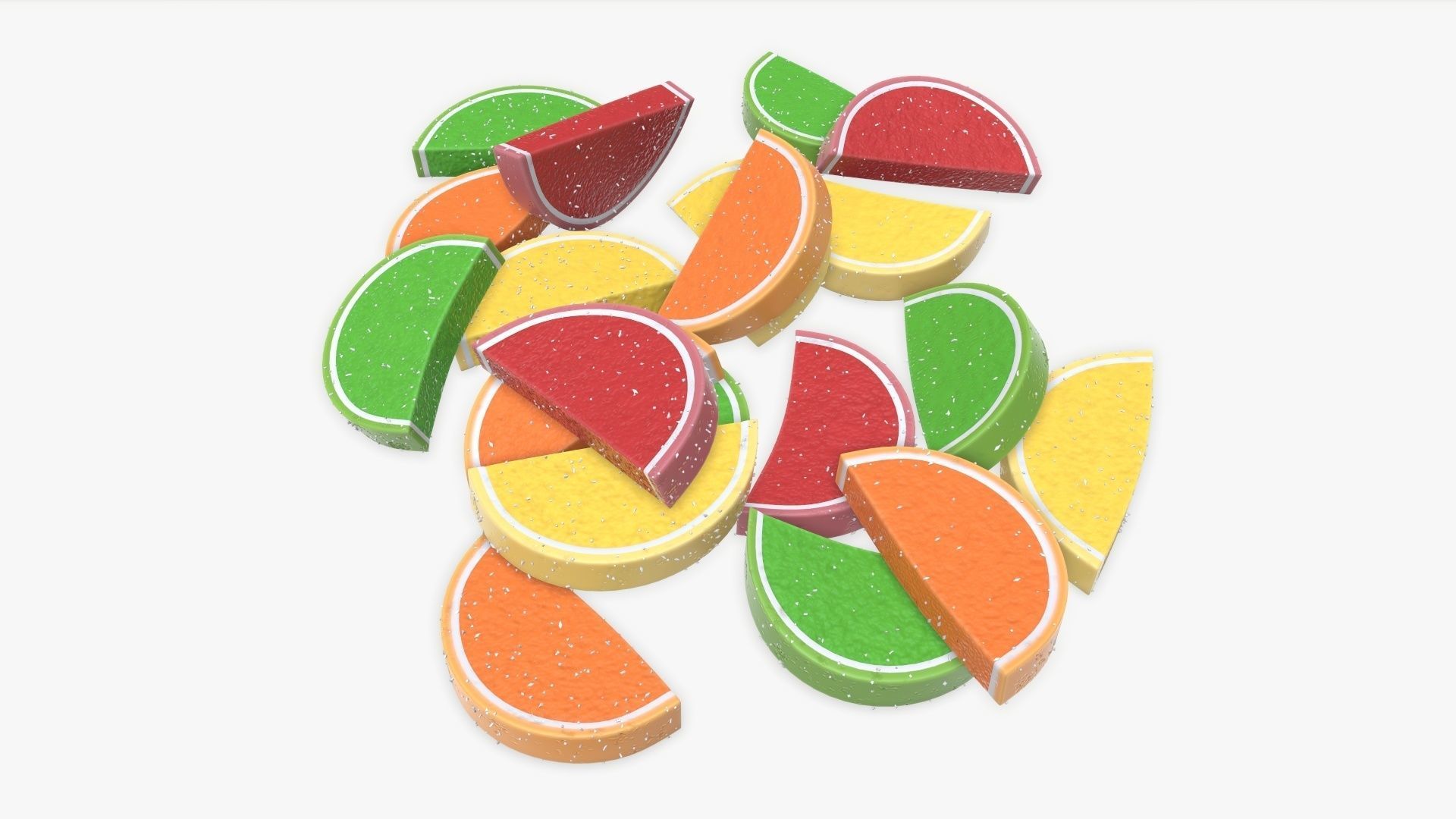 Color fruit jelly candies 3D model OBJ FBX MDL