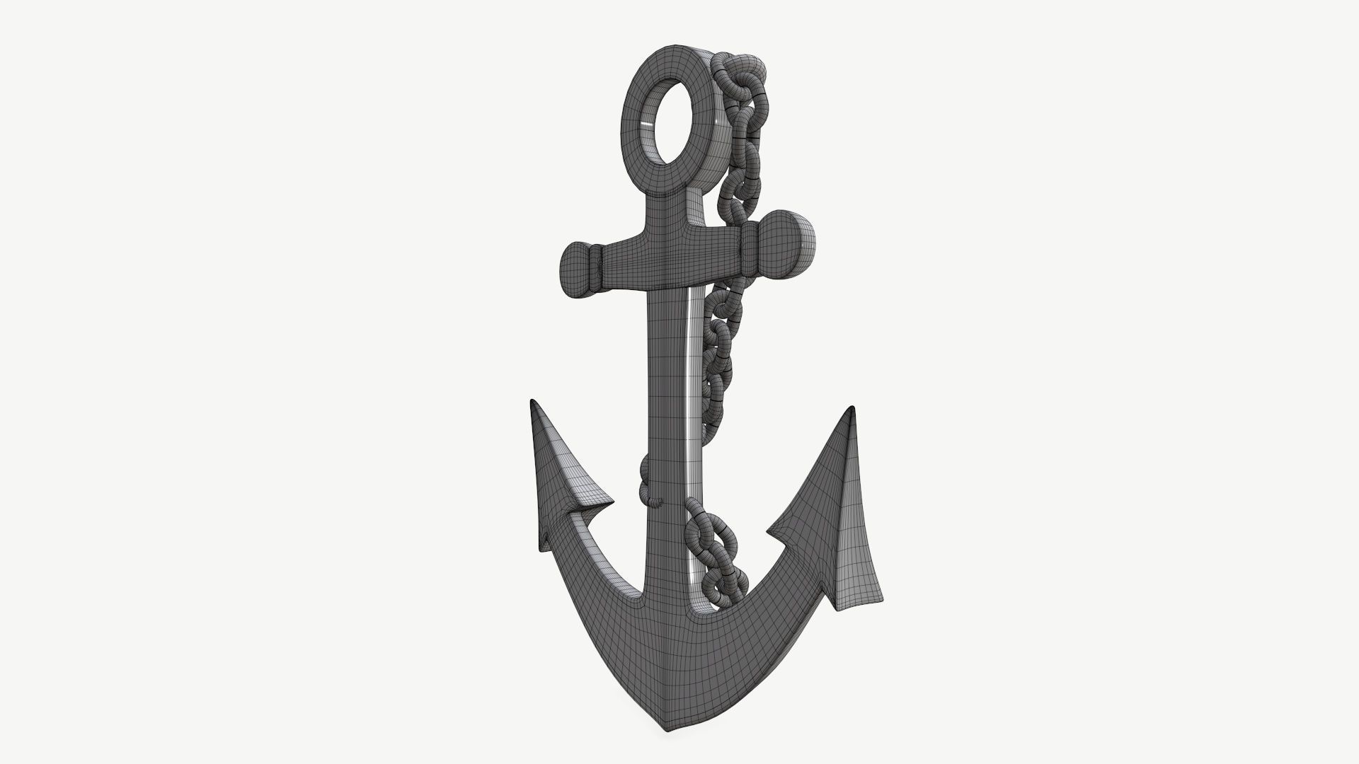 Wall interior decor anchor with chains 3D model | CGTrader