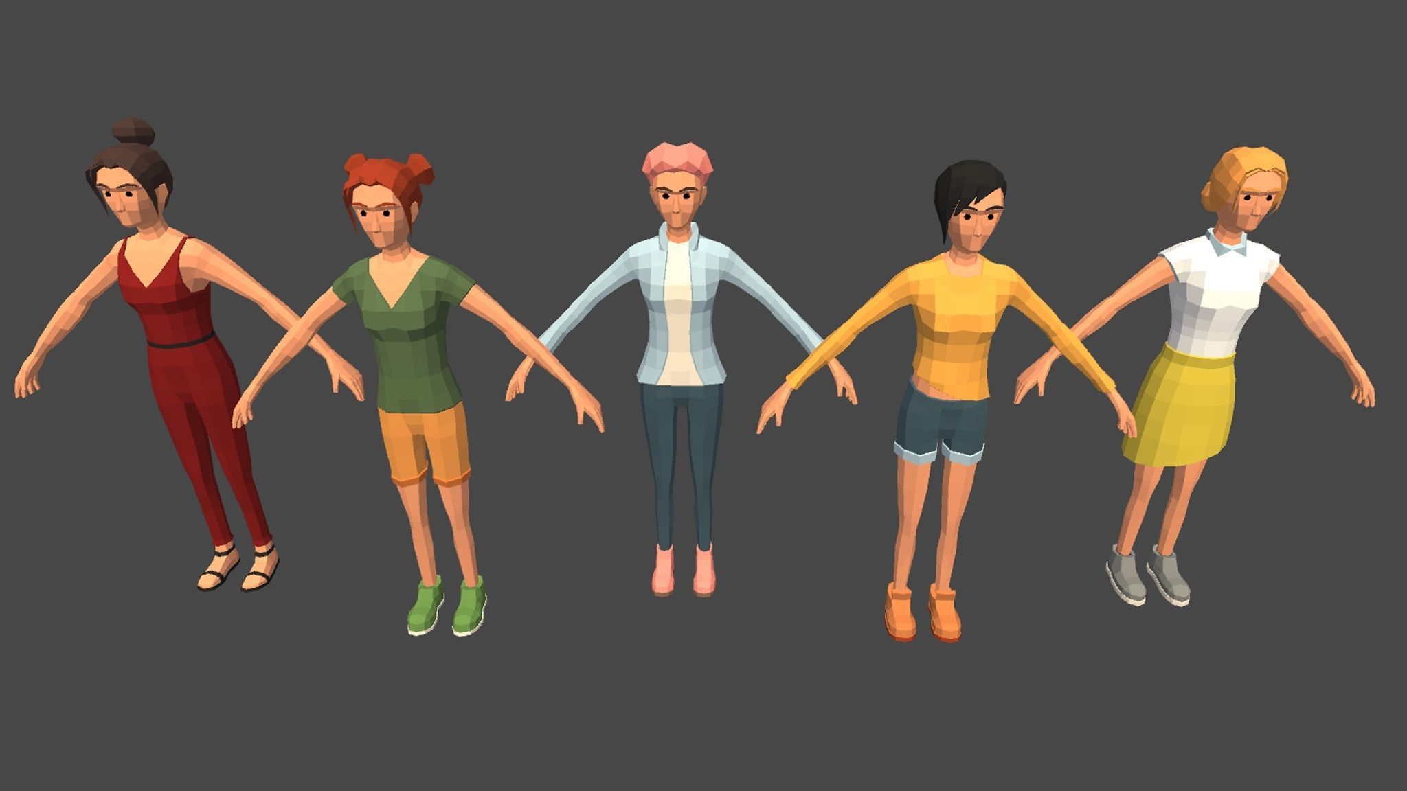 3D model PolyArt Female character VR / AR / low-poly rigged animated ...
