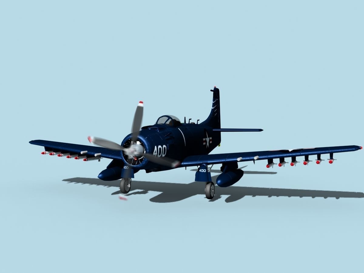 Douglas A-1H Skyraider V01 USN 3D model animated rigged | CGTrader