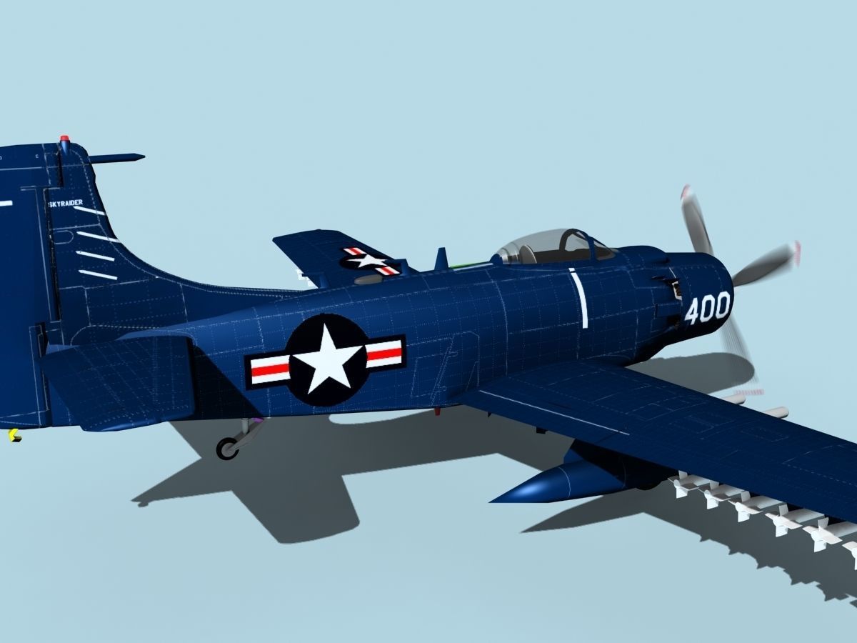 Douglas A-1H Skyraider V01 USN 3D model animated rigged | CGTrader