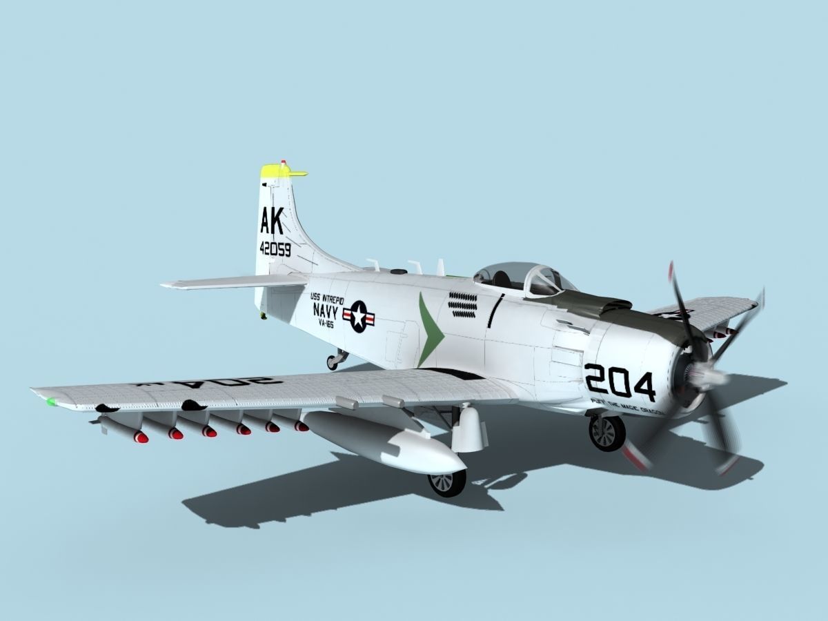 Douglas A-1H Skyraider USN Intrepid 3D model animated rigged | CGTrader