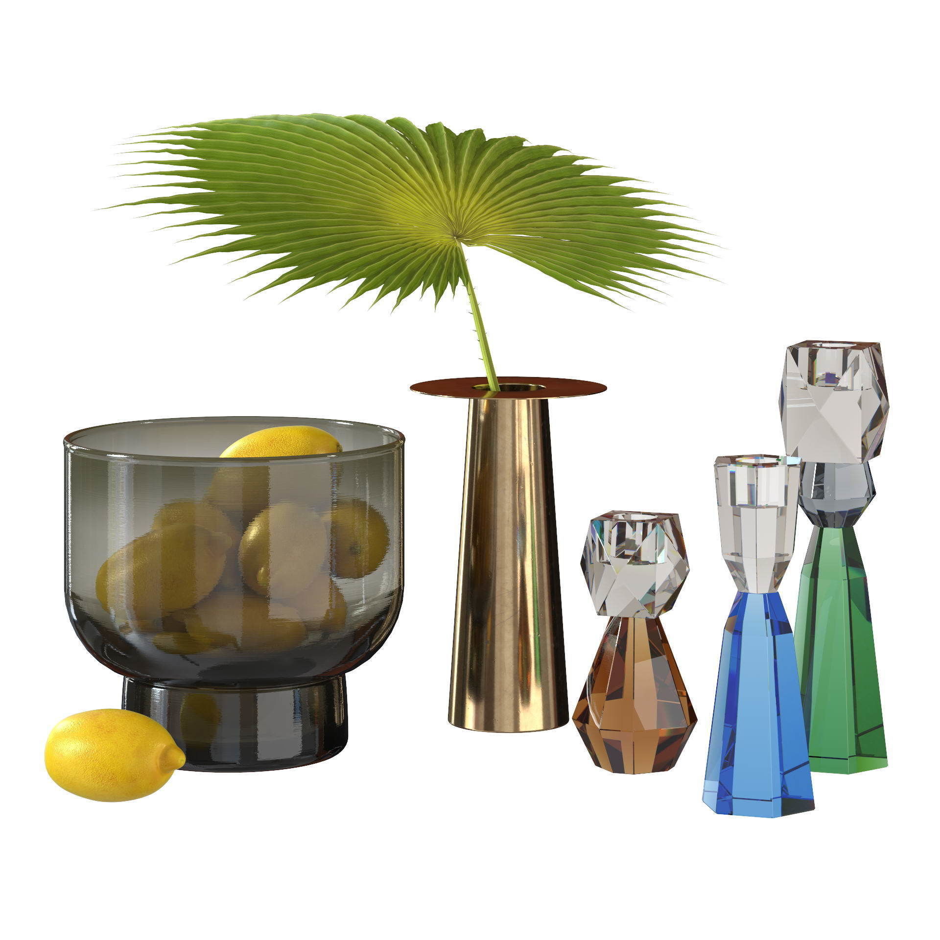 BoConcept decorative set with vase candleholders and lemons 3D model | CGTrader