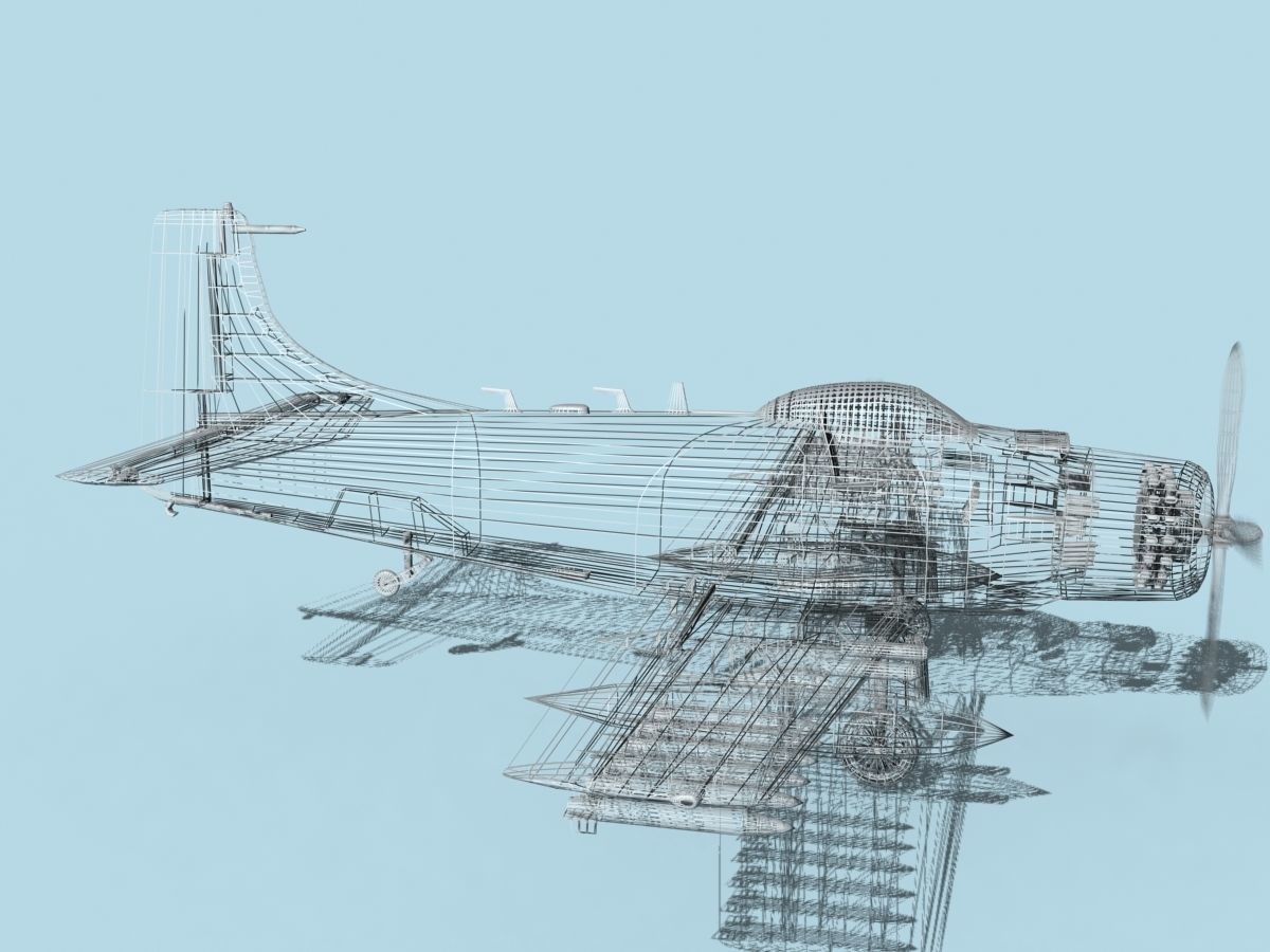 Douglas A-1H Skyraider V12 USAF 3D model animated rigged | CGTrader