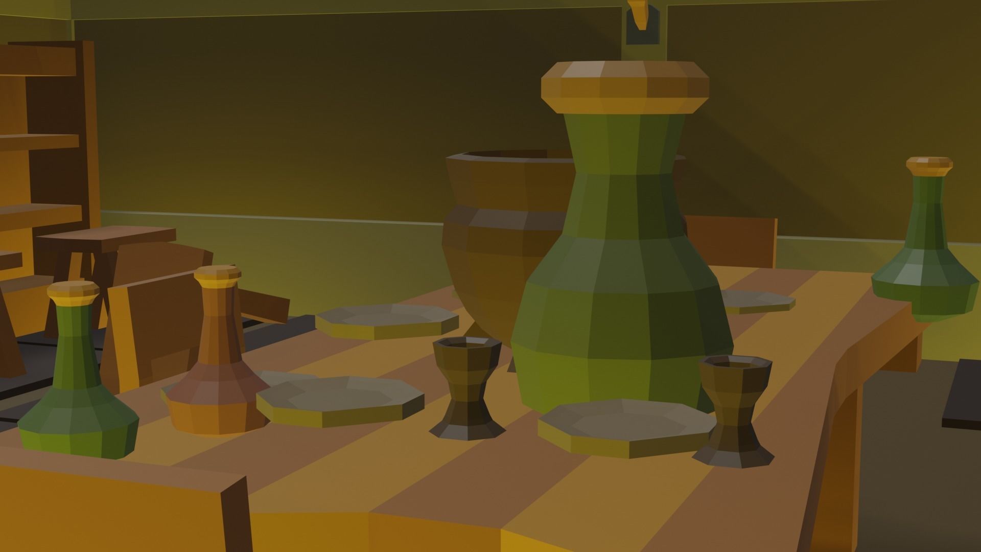 3D model low poly dungeon lego building with lights and furniture VR ...